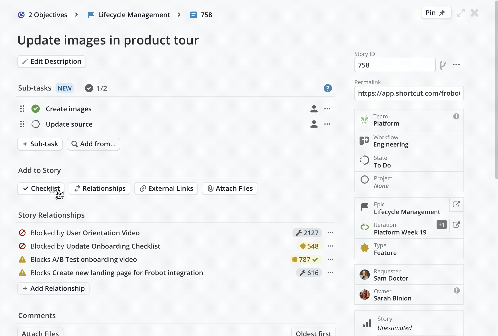 Sub-tasks – Shortcut Help Center